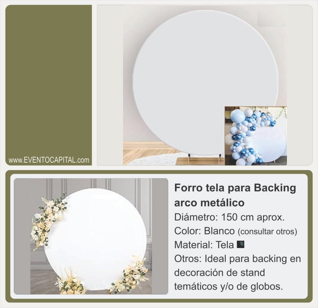 Forro para arco metalico 150 cm – Alquileres Para Eventos